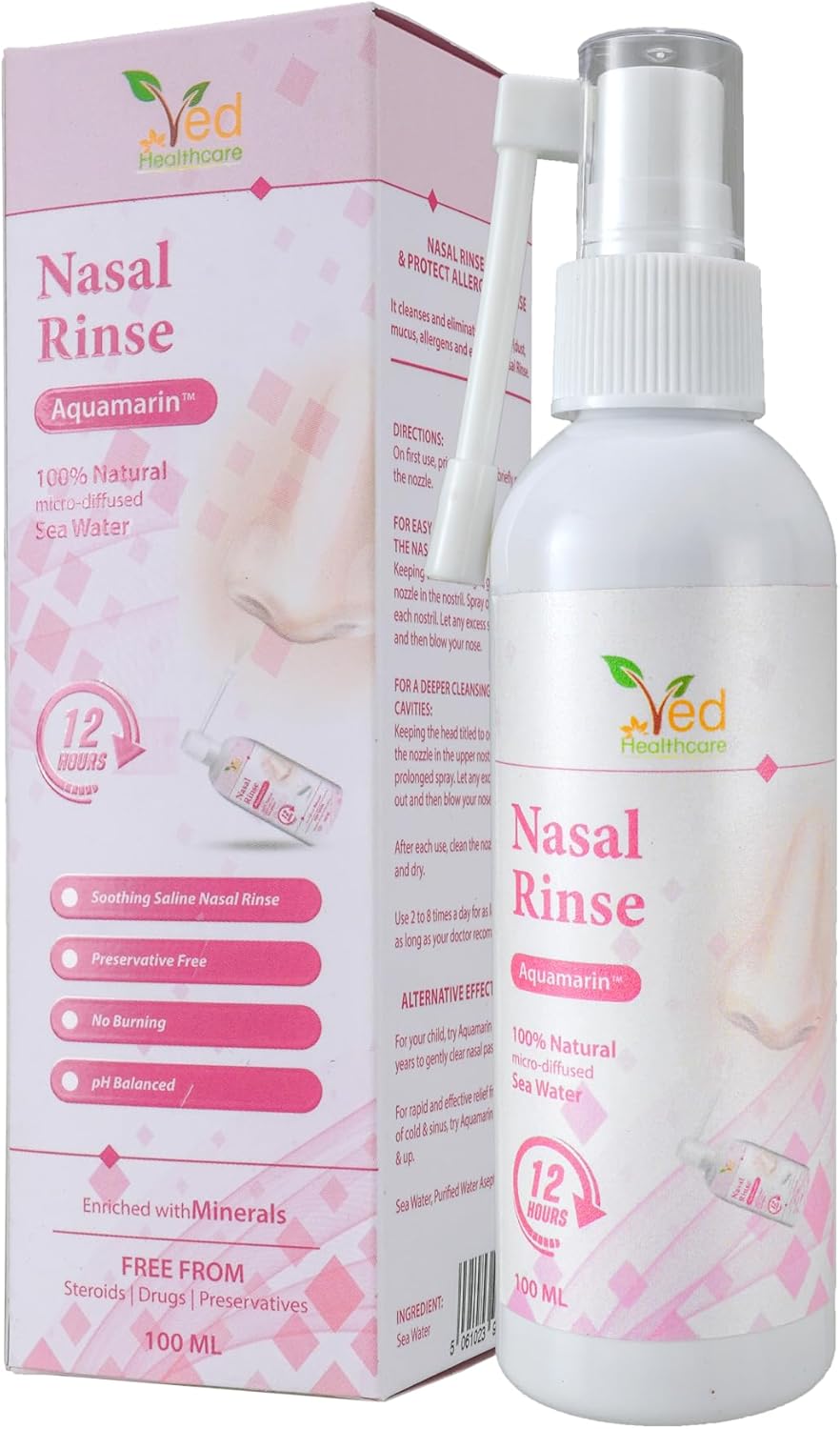 Aquamarin Nasal Rinse : Instant Relief Nasal Spray for Allergies & Con