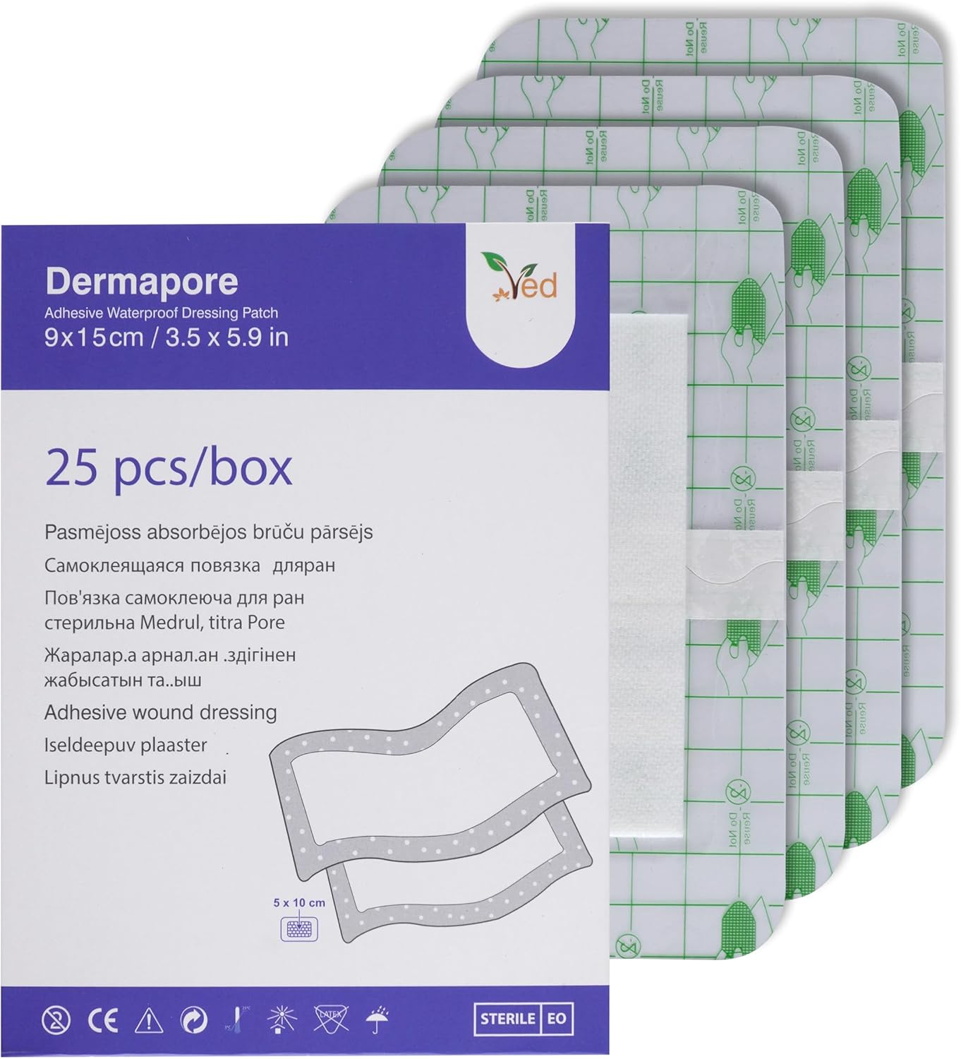 VED Dermapore Waterproof Adhesive Wound Dressing- Suitable for cuts an