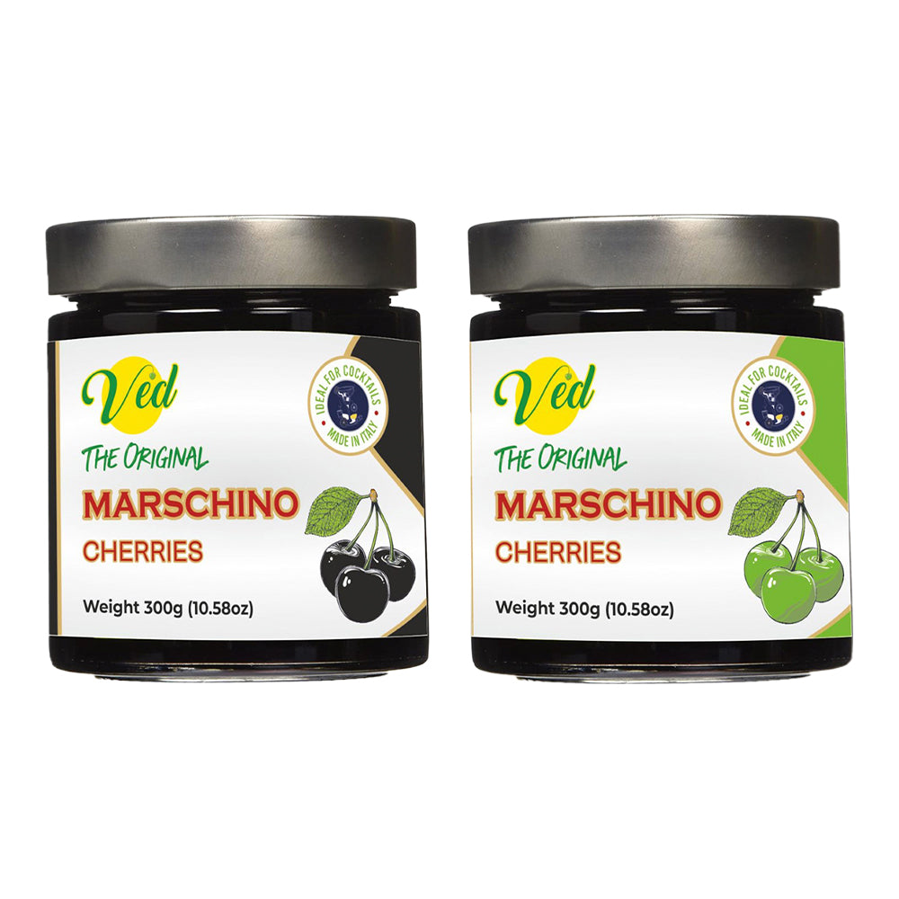 Buy Ved Gourmet Original Black & Green Maraschino Cherries – Italian ...
