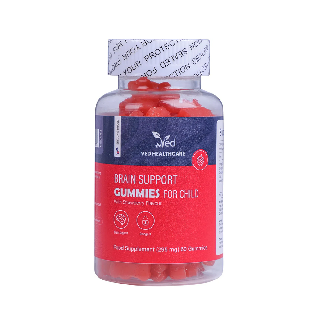 Buy Ved Brain Support Gummies for Child; Bsa Chews Strawberry Flavour ...